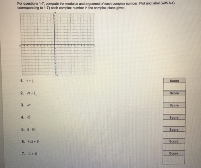 Solved For questions 1-7, compute the modulus and argument | Chegg.com
