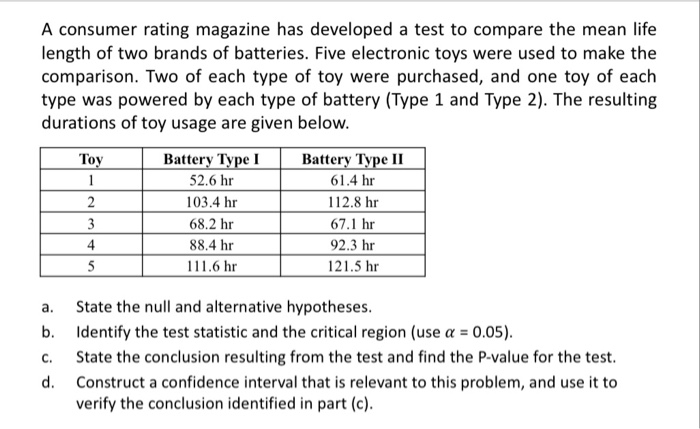 Solved A consumer rating magazine has developed a test to | Chegg.com