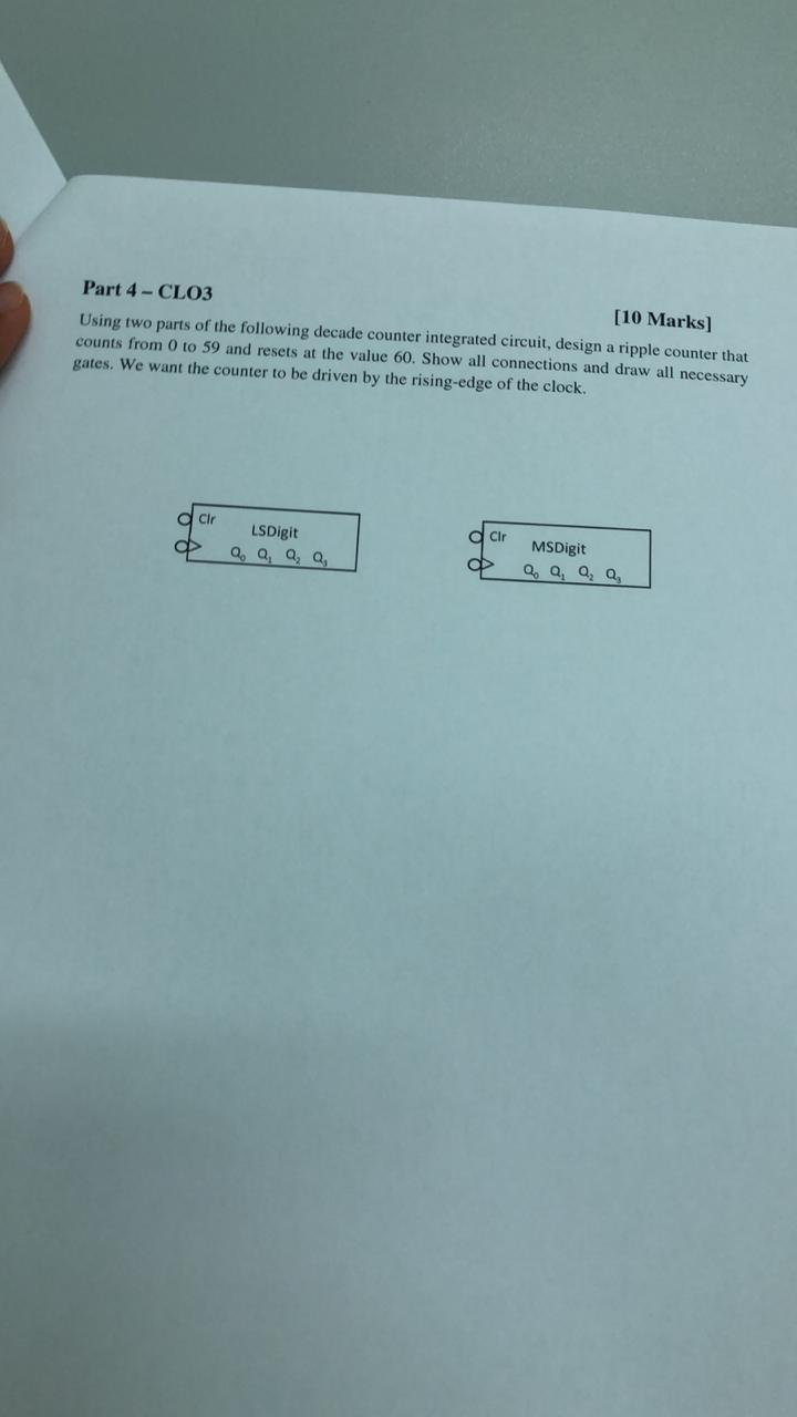 Solved Part 4 - CLO3 [10 Marks) Using two parts of the | Chegg.com