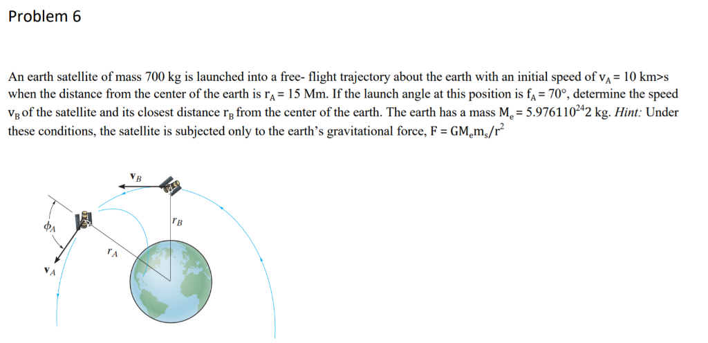 Solved Problem 6 An earth satellite of mass 700 kg is | Chegg.com
