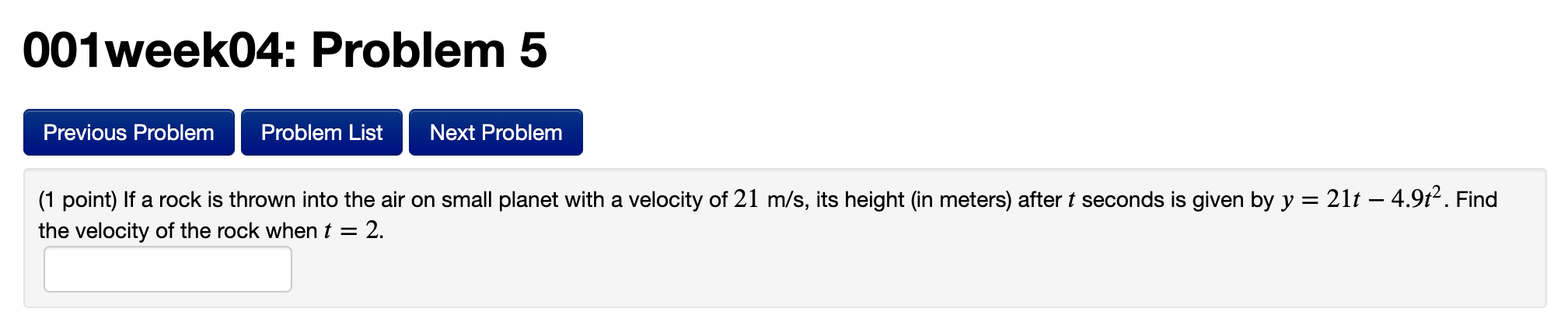 Solved 001 week04: Problem 4 Previous Problem Problem List | Chegg.com