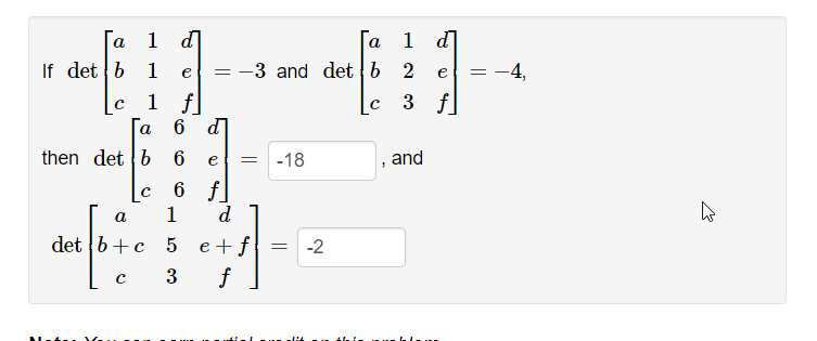 Solved If det⎣⎡abc111def⎦⎤=−3 and det⎣⎡abc123def⎦⎤=−4, then | Chegg.com