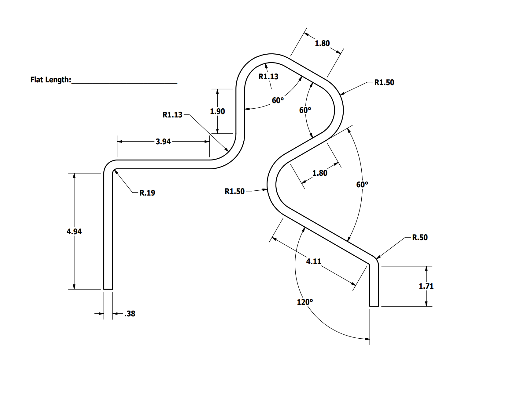 Solved Calculate the flat length of the part on the image | Chegg.com
