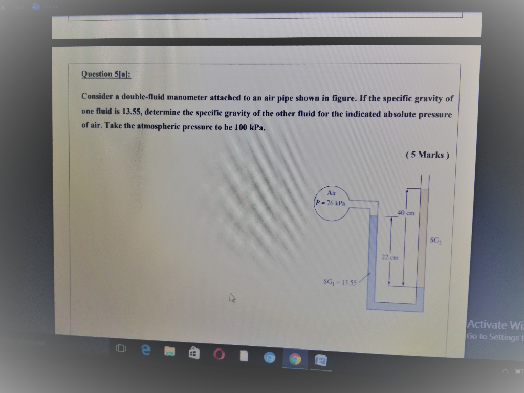 Solved Question 5 al: Consider a double-fluid manometer | Chegg.com