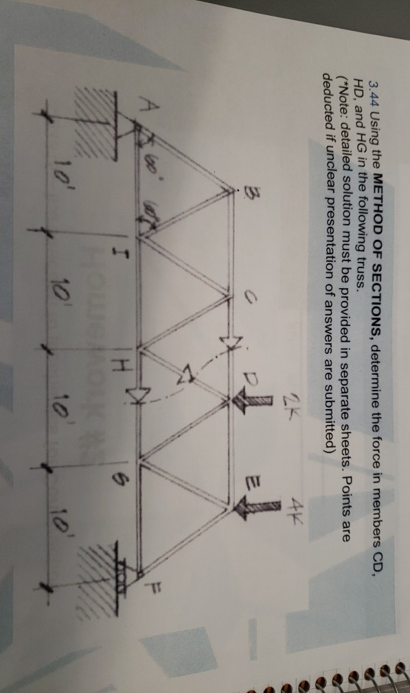 Solved 3.44 Using the METHOD OF SECTIONS, determine the | Chegg.com