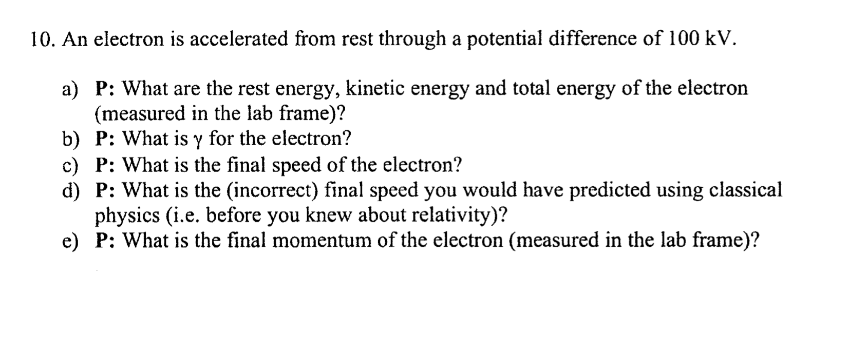 Solved 10. An electron is accelerated from rest through a | Chegg.com