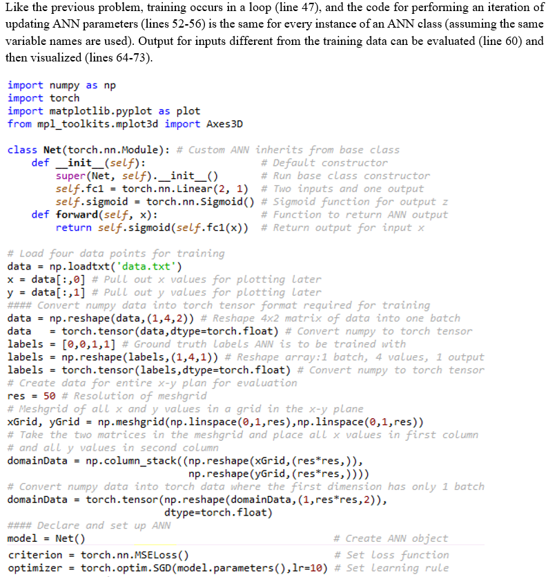 1. This problem trains a simple artificial neural | Chegg.com