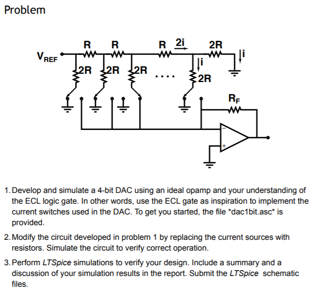 Solved Problem R R 21 2R R w VREF ti 2R 2R 12R 32R Ķ RE ! A | Chegg.com