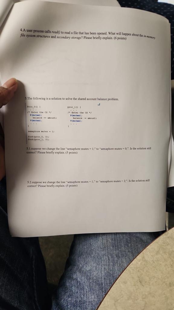 Solved 4. A user process calls read0 to read a file that has | Chegg.com