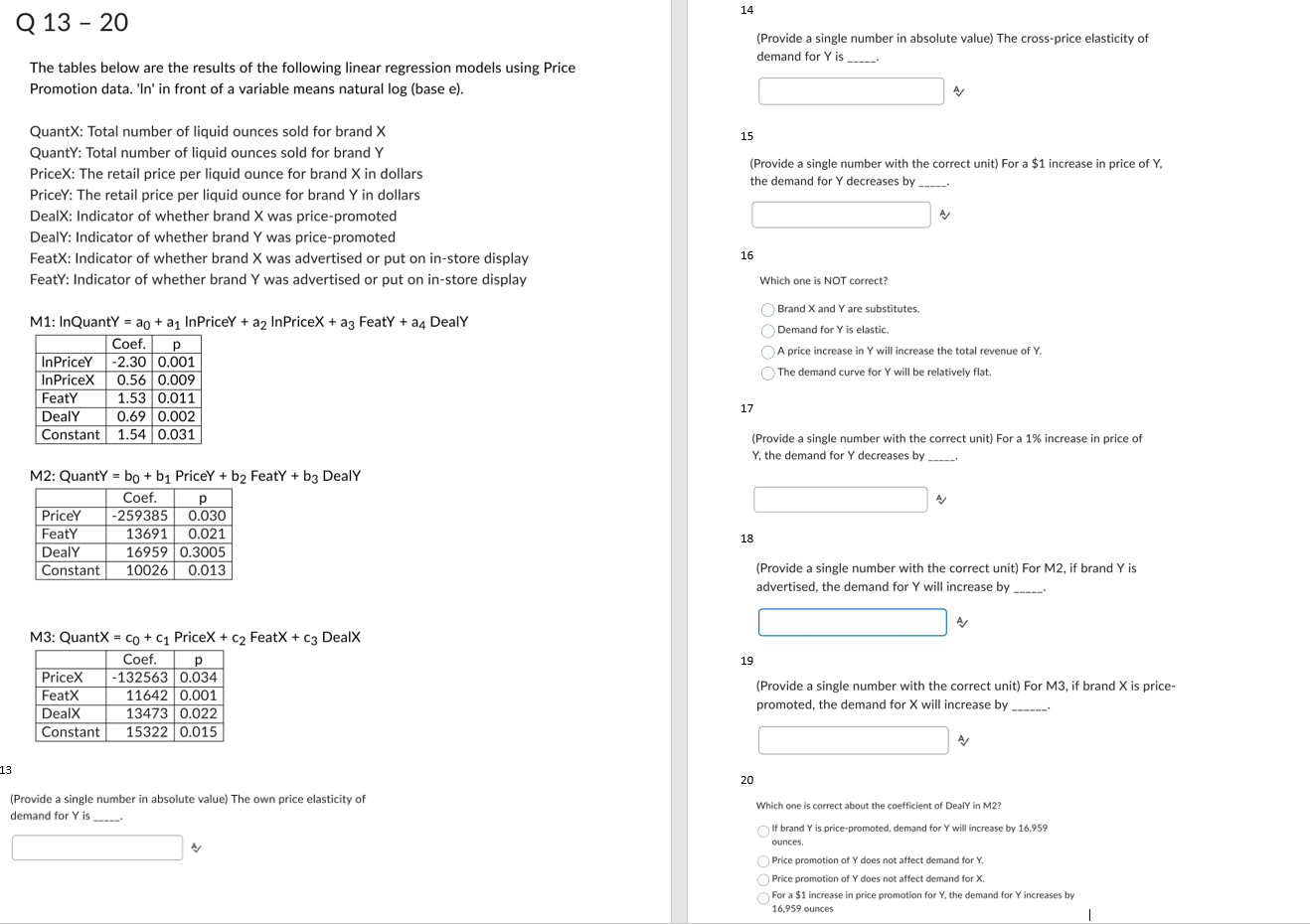 Solved Q 13−20 (Provide a single number in absolute value) | Chegg.com