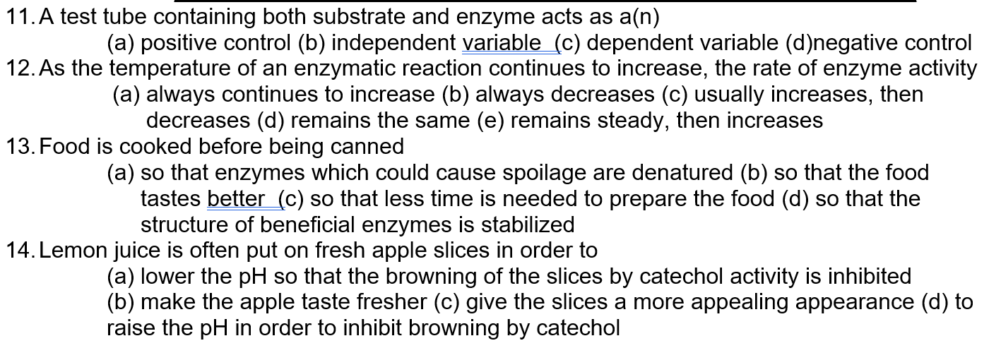 Solved 11. A test tube containing both substrate and enzyme | Chegg.com