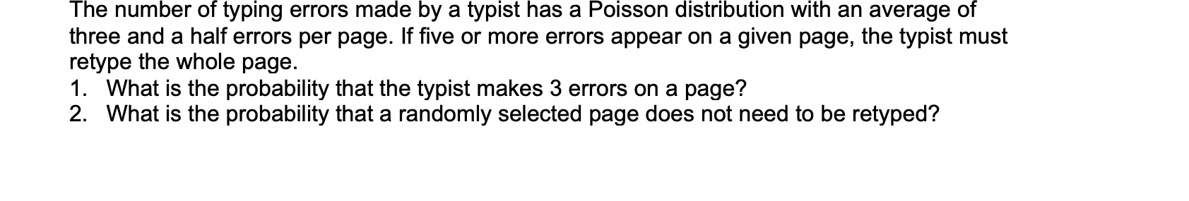 Solved The number of typing errors made by a typist has a | Chegg.com