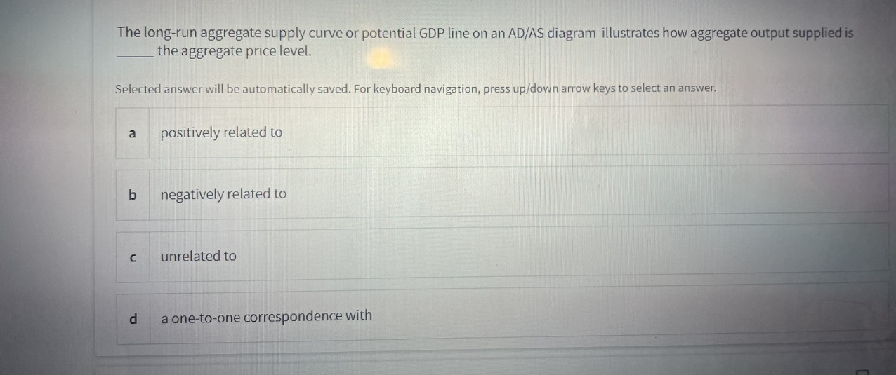 Solved The long-run aggregate supply curve or potential GDP | Chegg.com