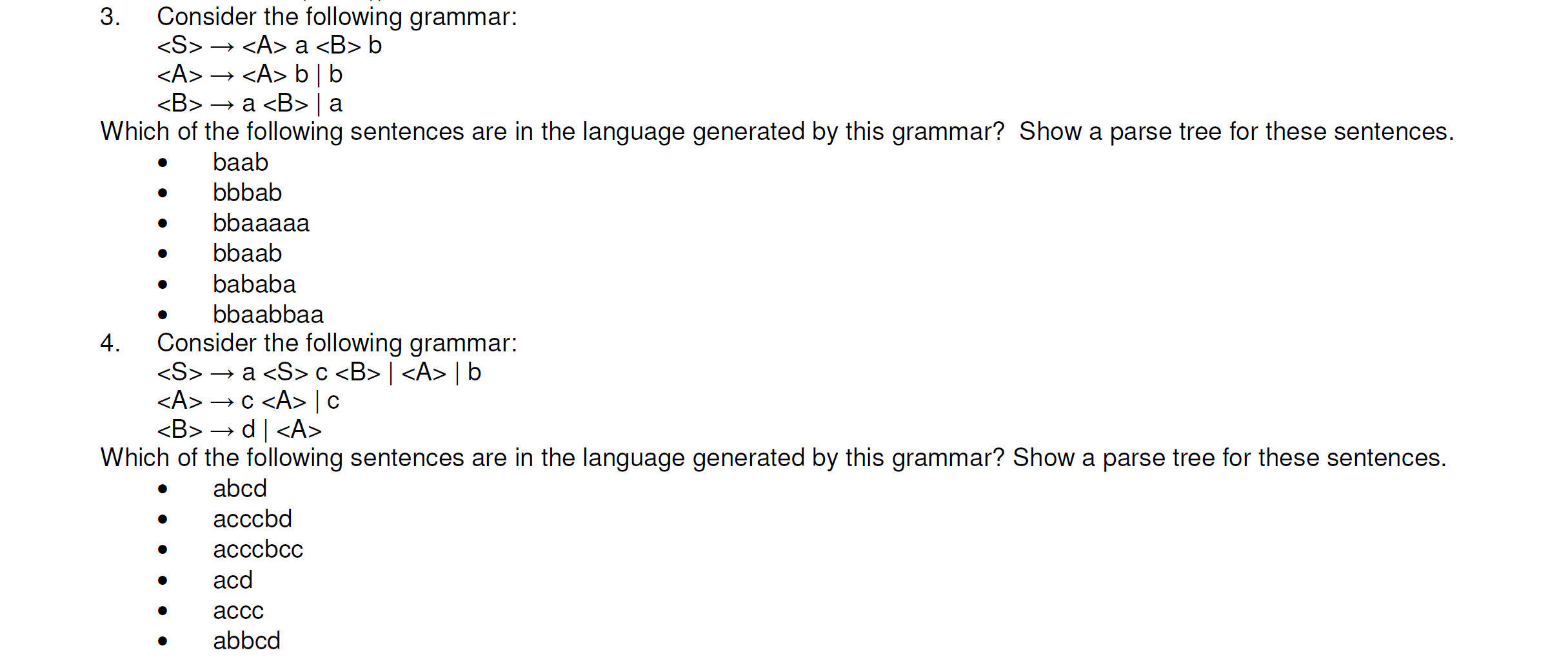 Solved . Consider the following grammar: a b | Chegg.com Solved . Consider the following grammar: a b | Chegg.com