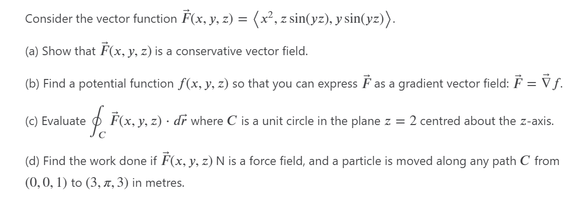 Solved Consider the vector function | Chegg.com