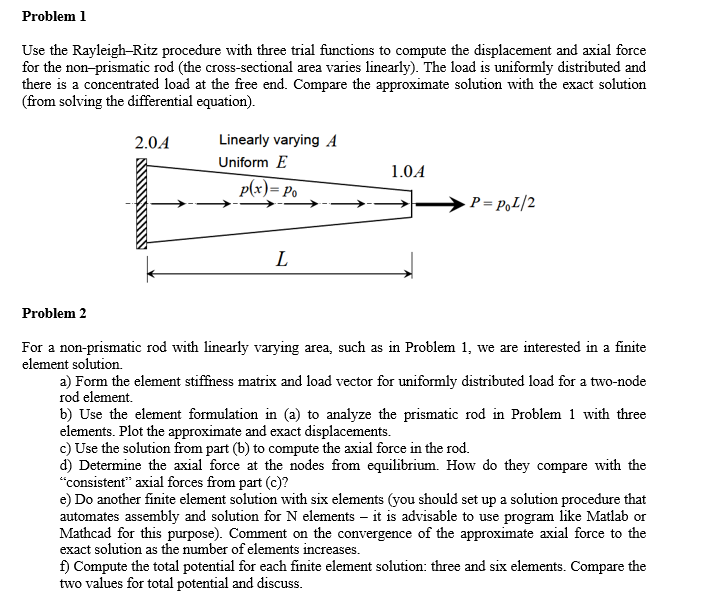 Solved Use the Rayleigh-Ritz procedure with three trial | Chegg.com