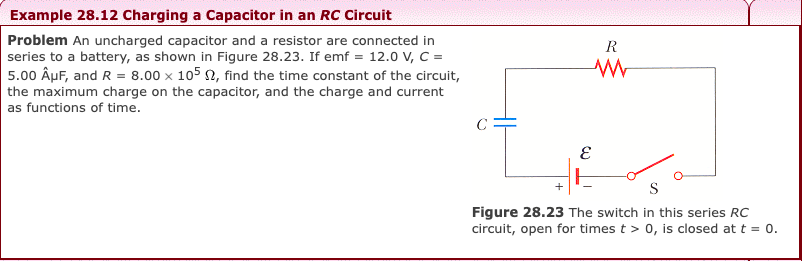 Solved Example 28.12 Charging a Capacitor in an RC Circuit | Chegg.com
