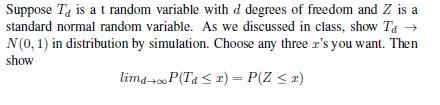 Solved Suppose To is a t random variable with d degrees of | Chegg.com