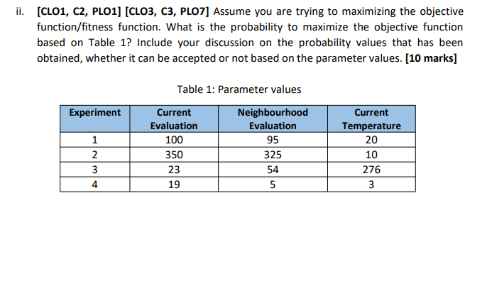 ii. [CLO1, C2, PLO1] (CLO3, C3, PLO7] Assume you are | Chegg.com