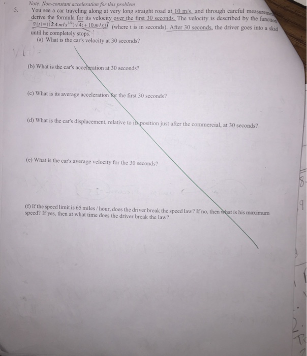 Solved Note: Non-constant acceleration for this problem | Chegg.com