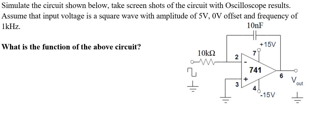 Solved Simulate the circuit shown below, take screen shots | Chegg.com