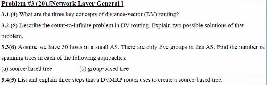 Solved Problem #3 (20).Network Layer General | 3.1 (4) What | Chegg.com