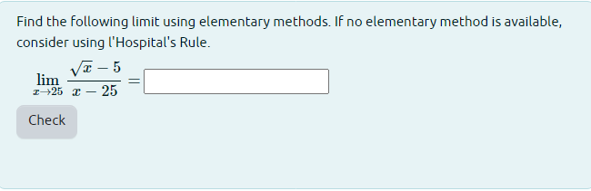 Solved Find the following limit using elementary methods. If | Chegg.com