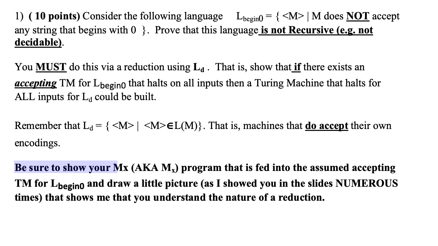 Solved 1) (10 points) Consider the following language Lbegin | Chegg.com
