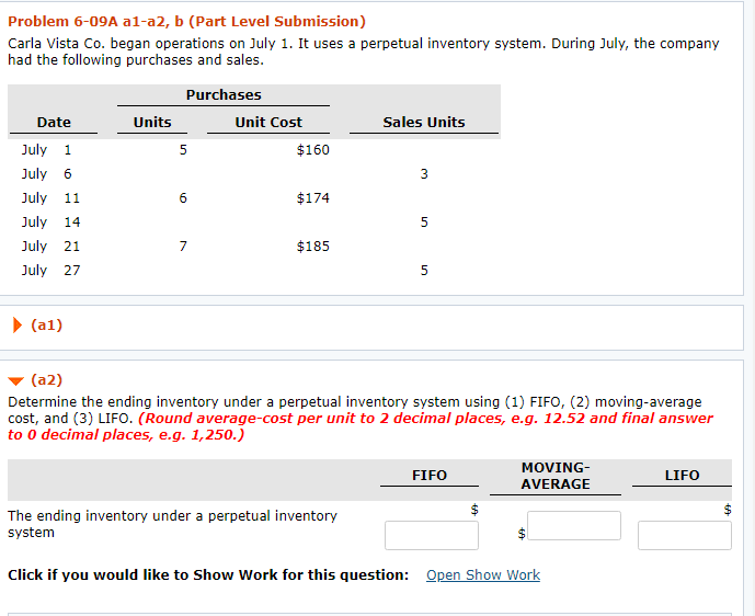 Solved Problem 6-09A al-a2, b (Part Level Submission) Carla | Chegg.com
