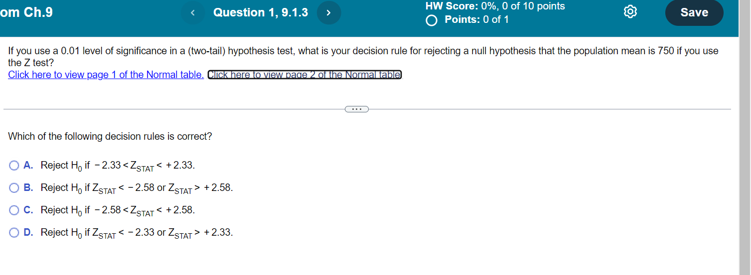 Solved If You Use A 0 01 Level Of Significance In A