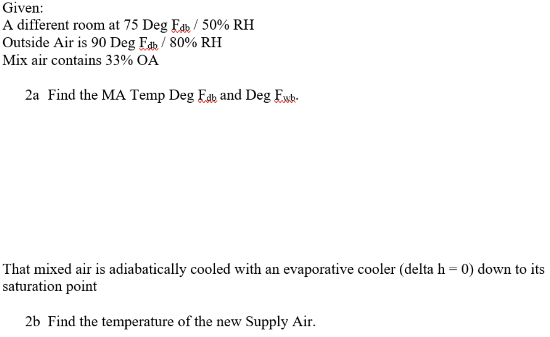 Solved Given: A different room at 75 Deg Fdb/50%RH Outside | Chegg.com