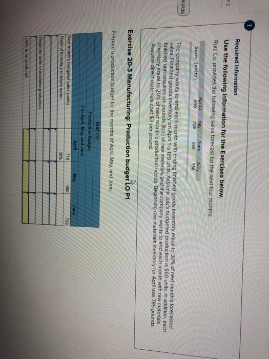 Solved Use the following information for the Exercises below | Chegg.com