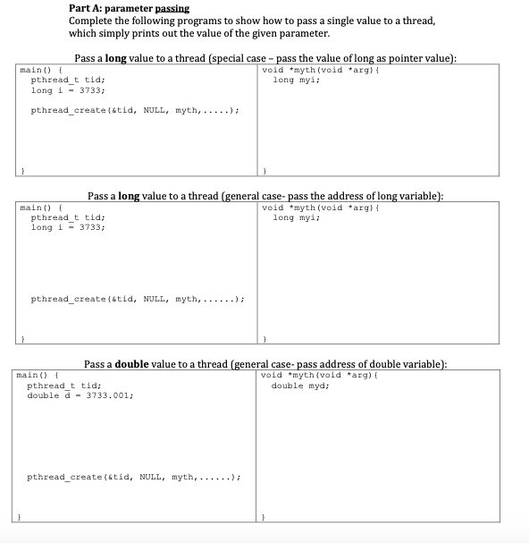 Solved Part A: parameter passing Complete the following | Chegg.com