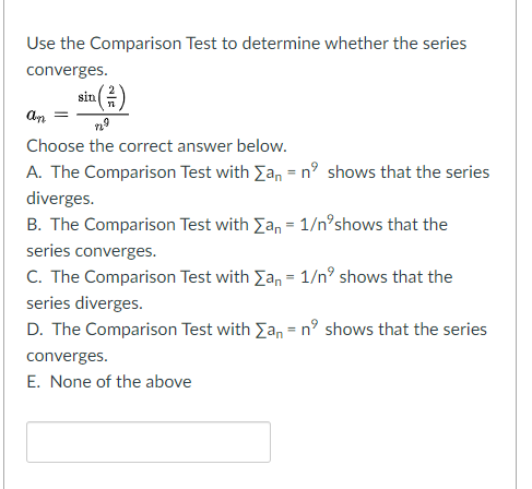 Solved Use the Comparison Test to determine whether the | Chegg.com