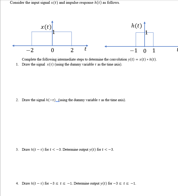 Solved Consider the input signal x(t) and impulse response | Chegg.com