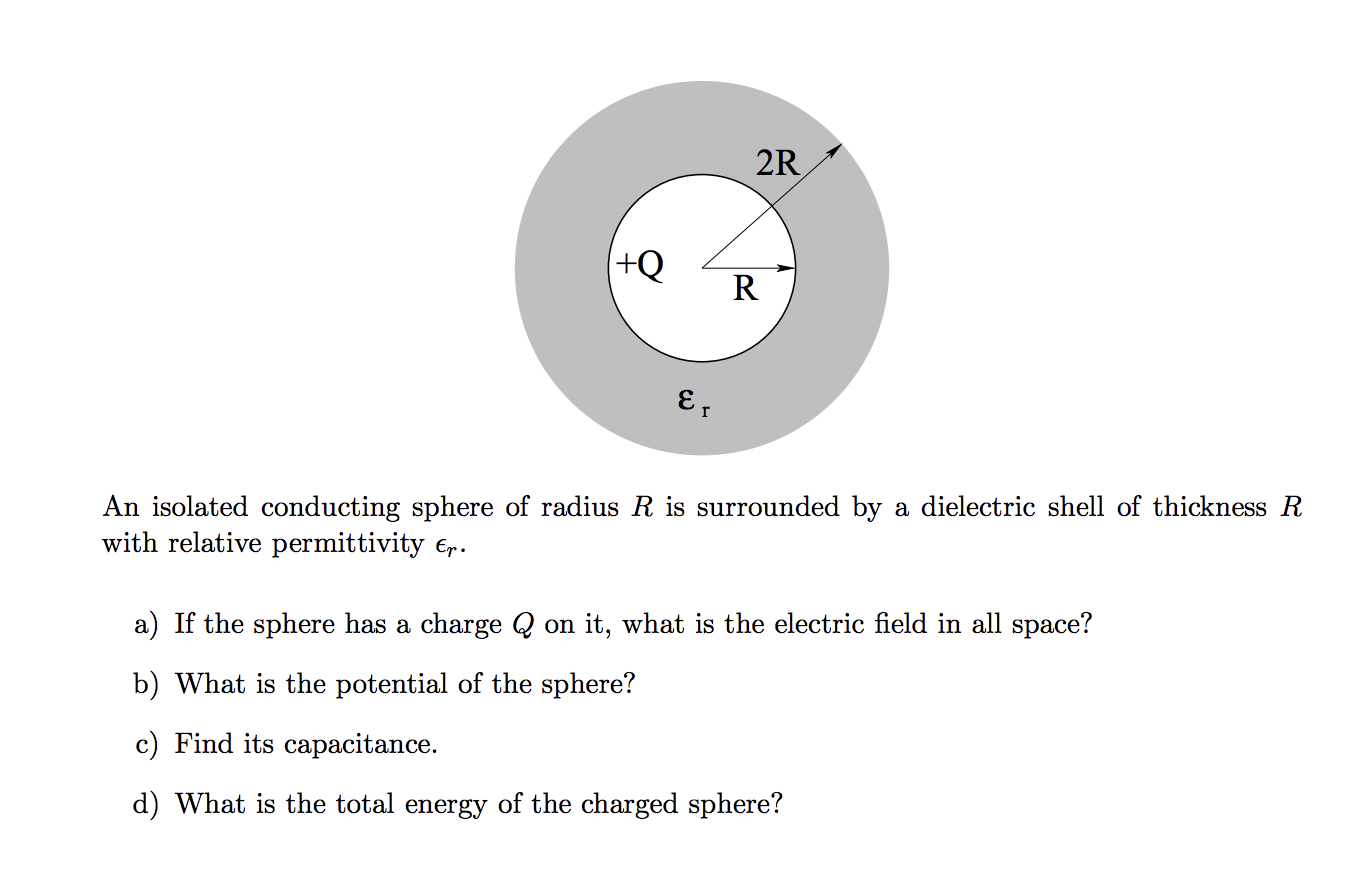 Solved 2R +O R Er An isolated conducting sphere of radius R | Chegg.com