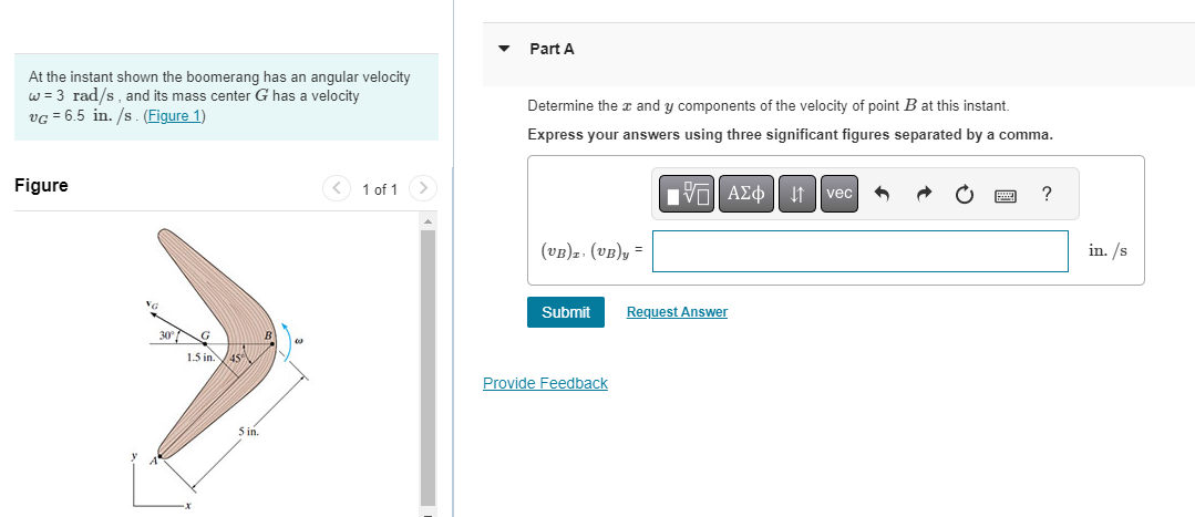 Solved At the instant shown the boomerang has an angular | Chegg.com