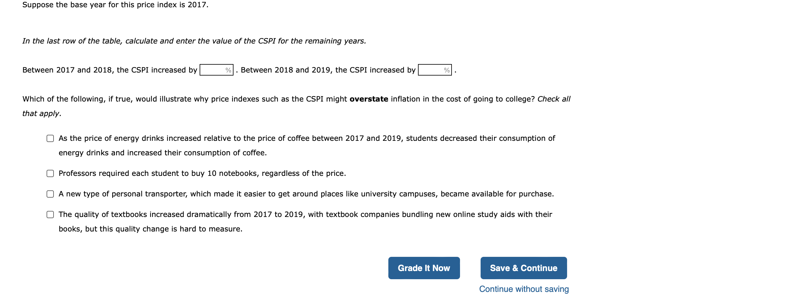 Solved 1. Calculating inflation using a simple price index | Chegg.com