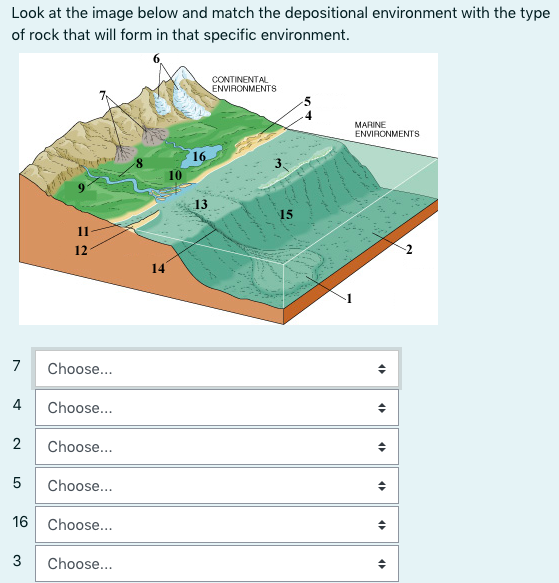 Solved Look at the image below and match the depositional | Chegg.com