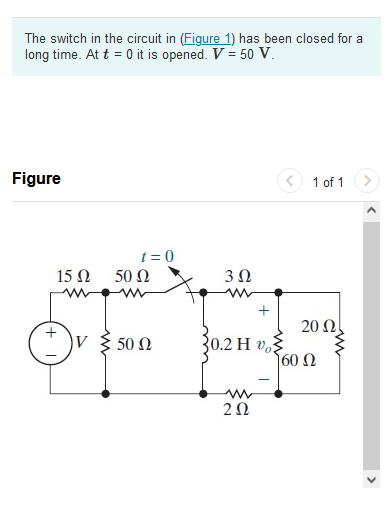 Solved The switch in the circuit in I has been closed for a | Chegg.com