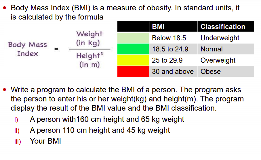 Solved • Body Mass Index (BMI) is a measure of obesity. In | Chegg.com