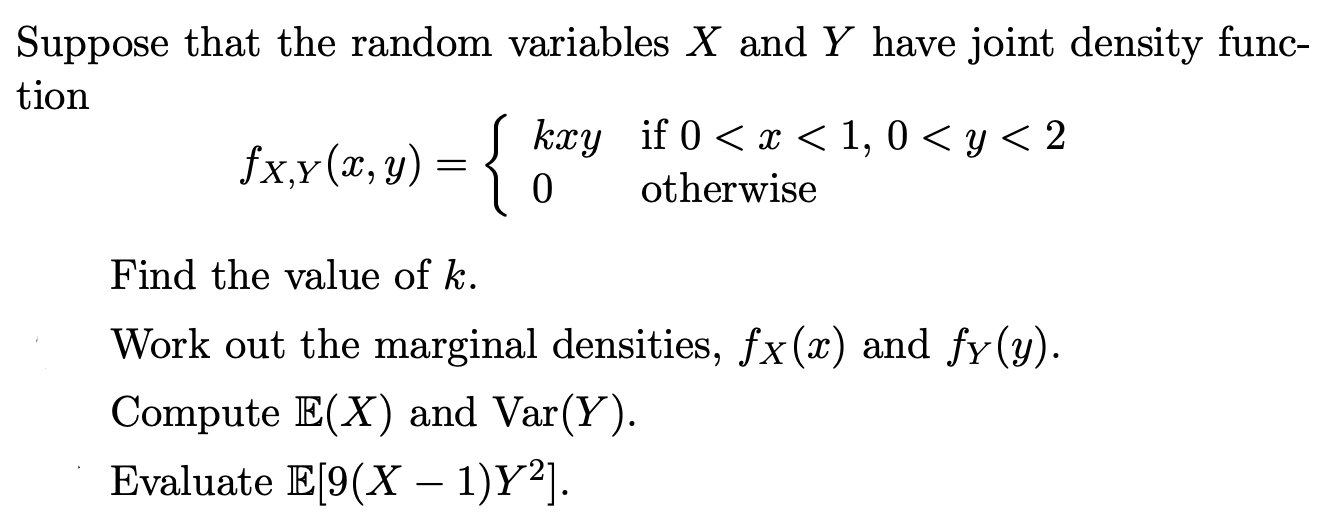 Solved Suppose that the random variables X and Y have joint | Chegg.com