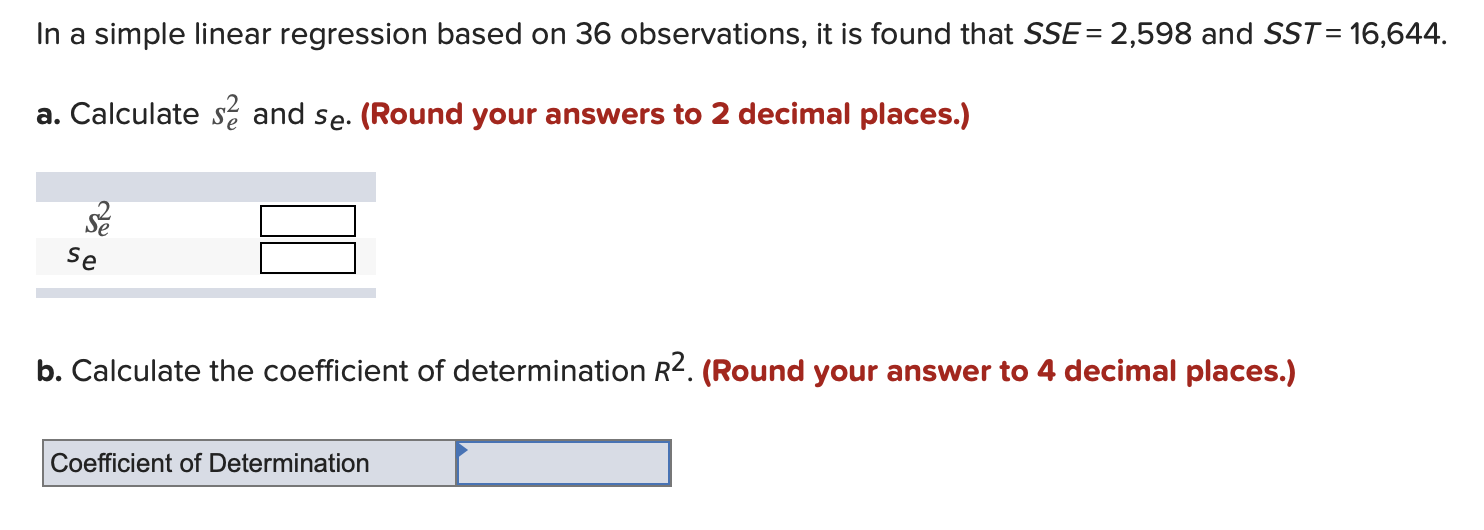 Solved In a simple linear regression based on 36 | Chegg.com
