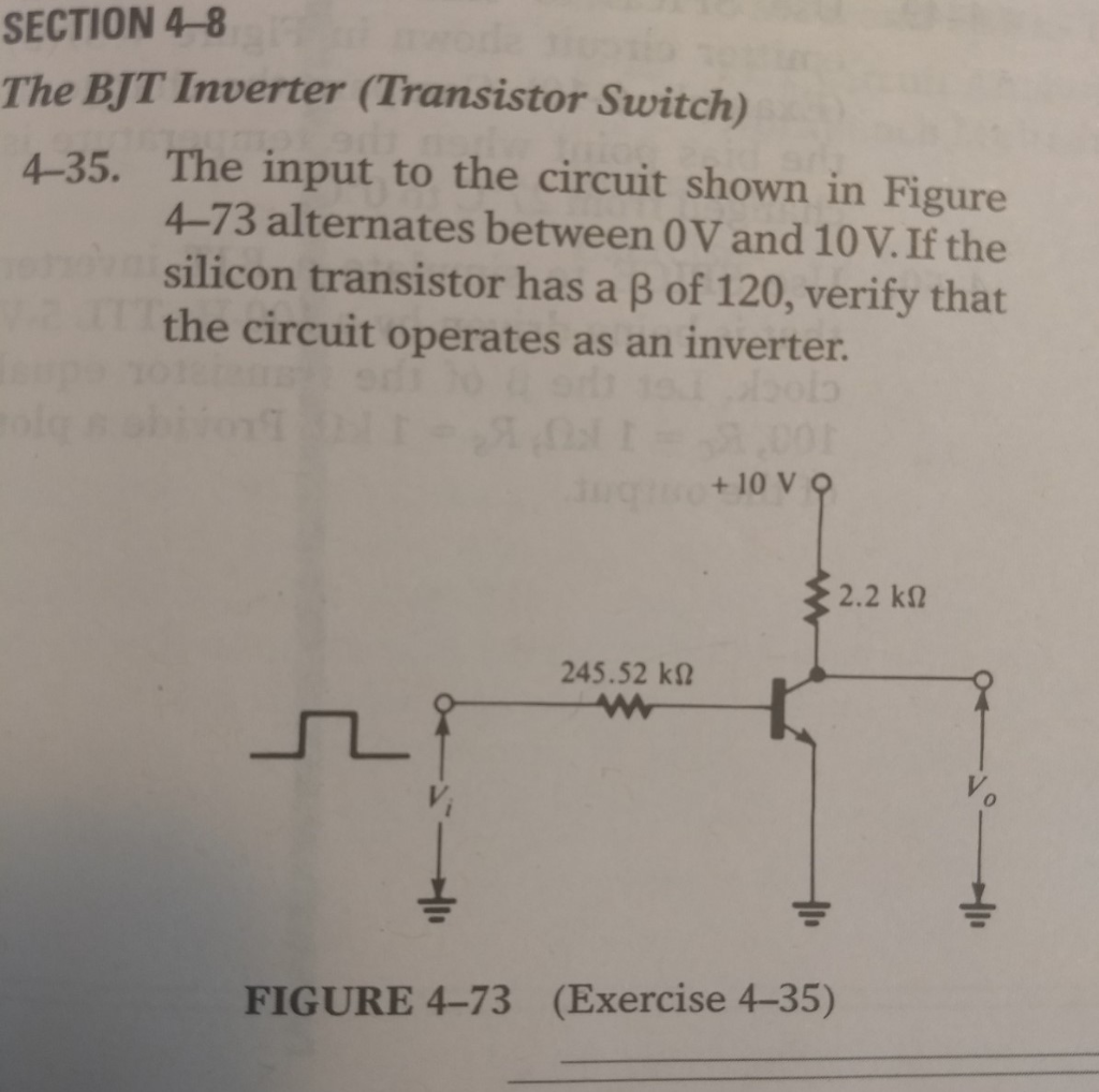 Solved SECTION 4-8 The BJT Inverter (Transistor Switch) | Chegg.com