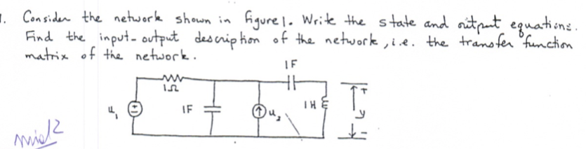 Solved Consider the network shown in figure 1. Write the | Chegg.com