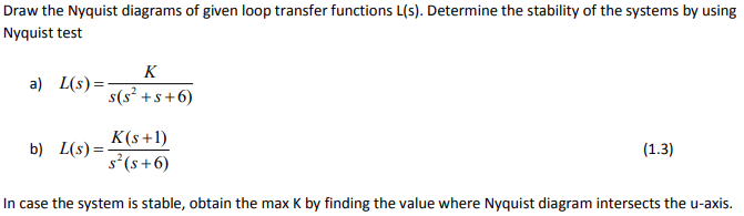 Solved Draw the Nyquist diagrams of given loop transfer | Chegg.com