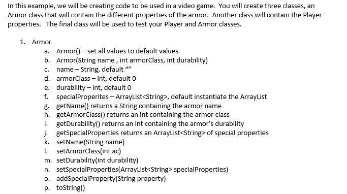 Solved code project with 3 classes in java. Only main method | Chegg.com