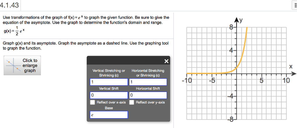 Solved 4143 Use Transformations Of The Graph Of Fx Ex To