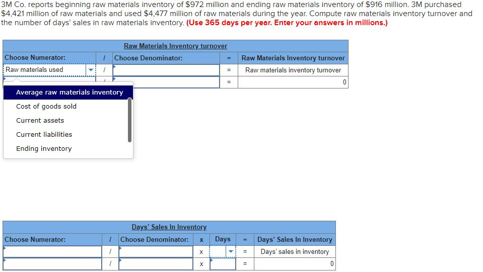 Solved 3M Co. reports beginning raw materials inventory of | Chegg.com