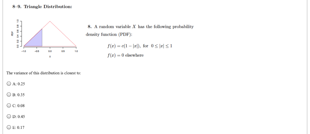 Solved 8-9. Triangle Distribution: 8. A random variable X | Chegg.com